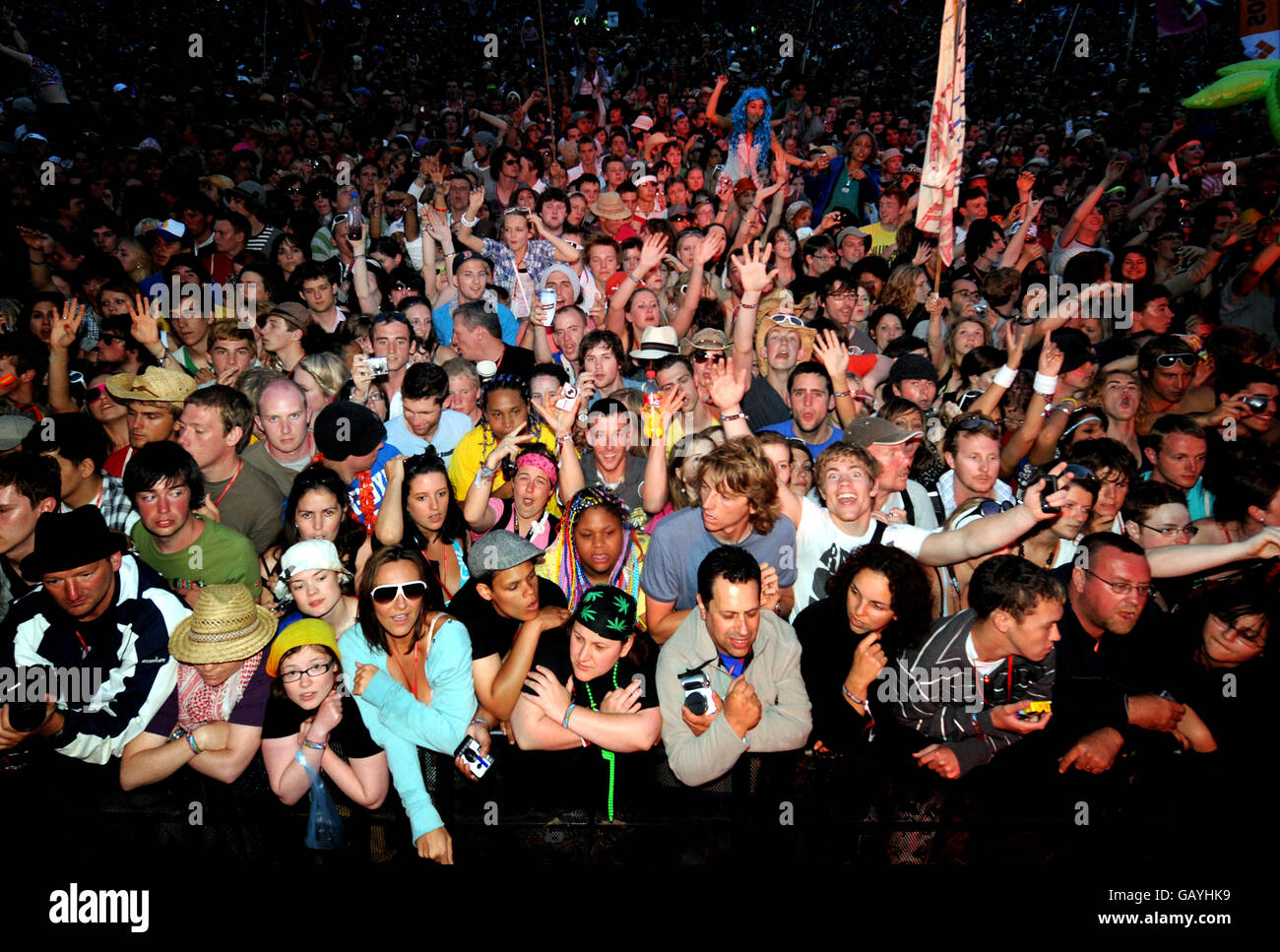 The crowd watch Amy Winehouse perform on the Pyramid stage during the ...