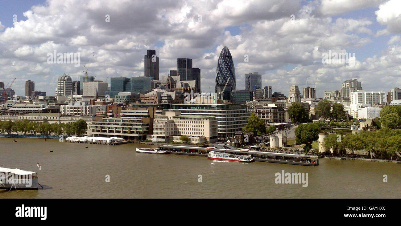 A general view of The Gherkin and other buildings on the north bank of ...