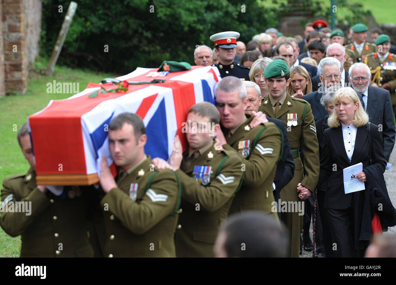 The coffin of Corporal Sarah Bryant, 26, leaves the Holy Trinity Church ...