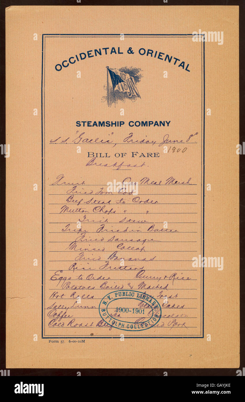 A breakfast event hosted by the Occidental & Oriental Steamship Company ...