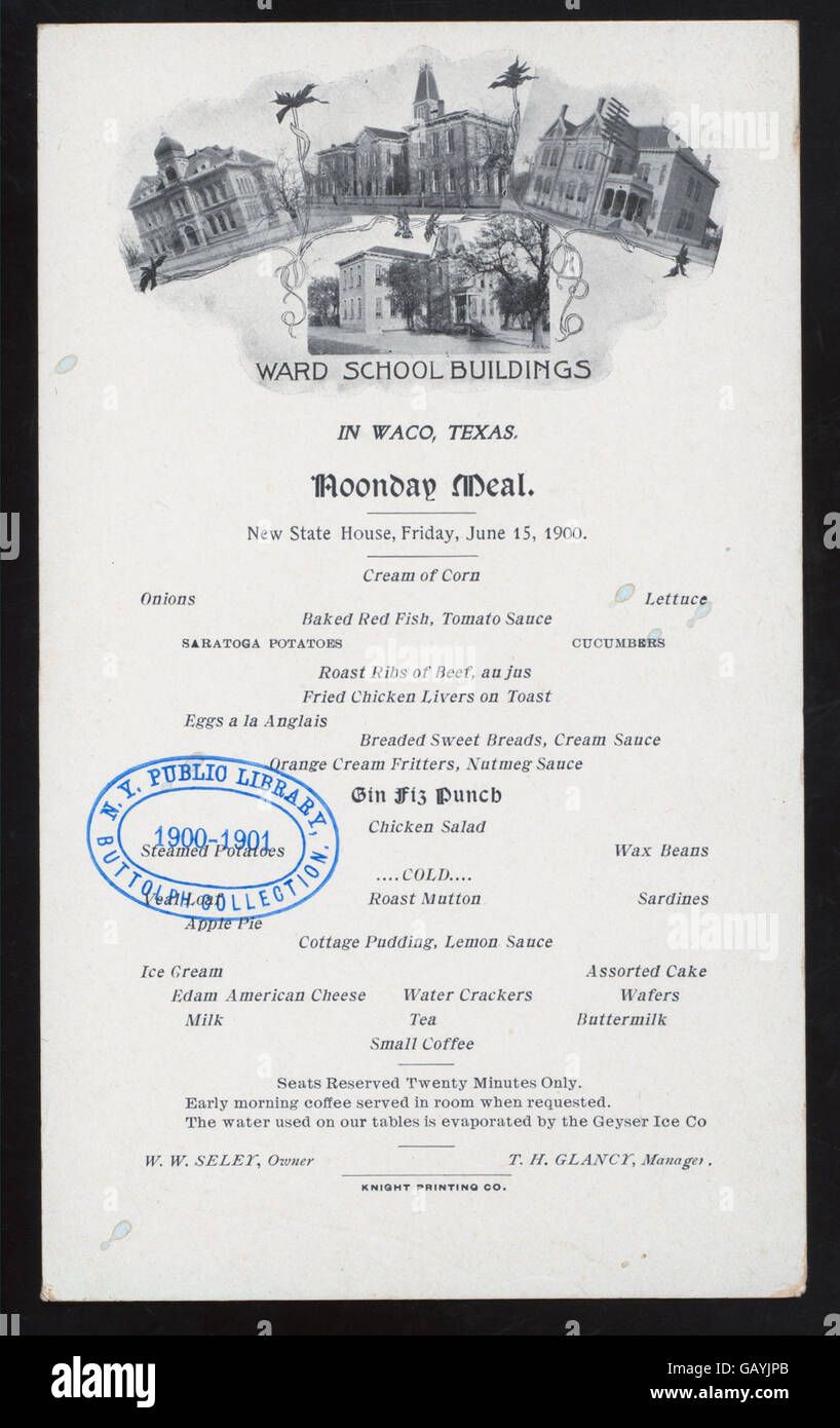 NOONDAY MEAL (held by) WARD SCHOOL BUILDINGS (at) NEW STATE HOUSE, WACO ...