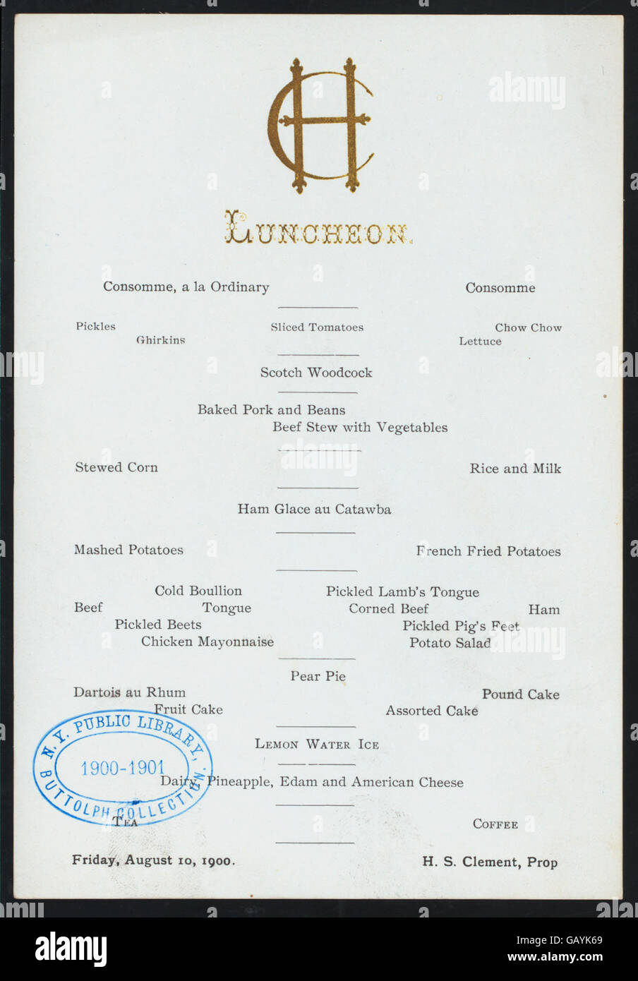 Menu from a luncheon held at Congress Hall, Saratoga Springs, New York ...