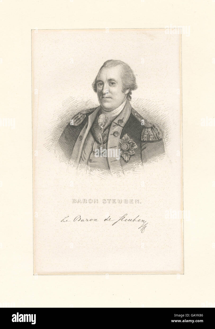 Baron Steuben, a prominent figure in American history, is depicted here ...
