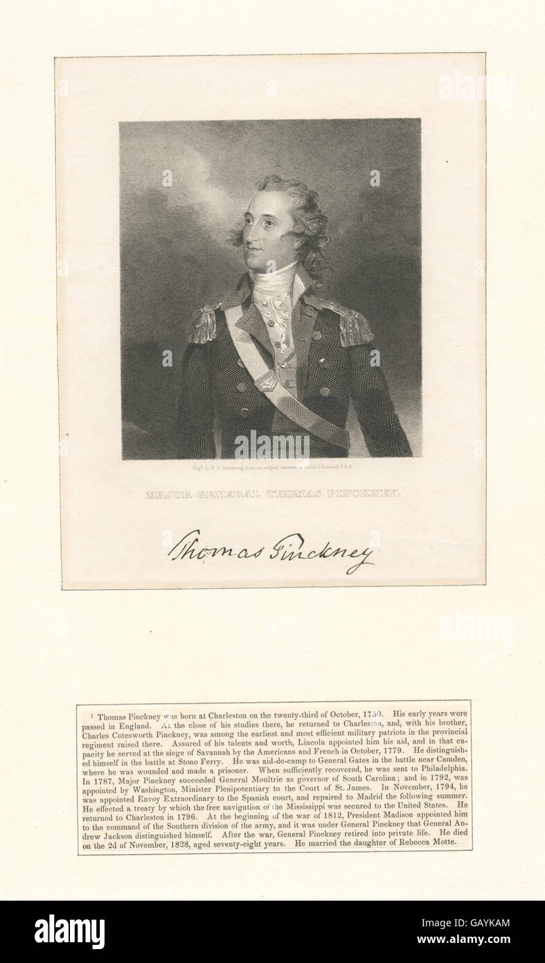 A historical depiction of Major General Thomas Pinckney, a prominent ...