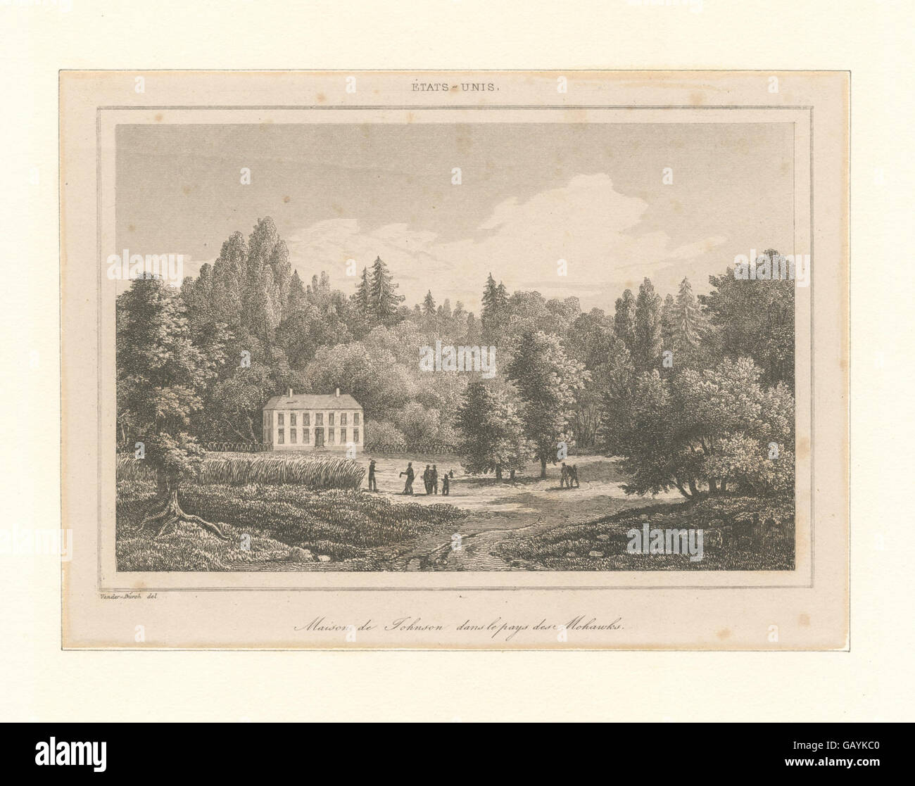 A historic image of the 'Maison de Johnson' located in the Mohawk ...