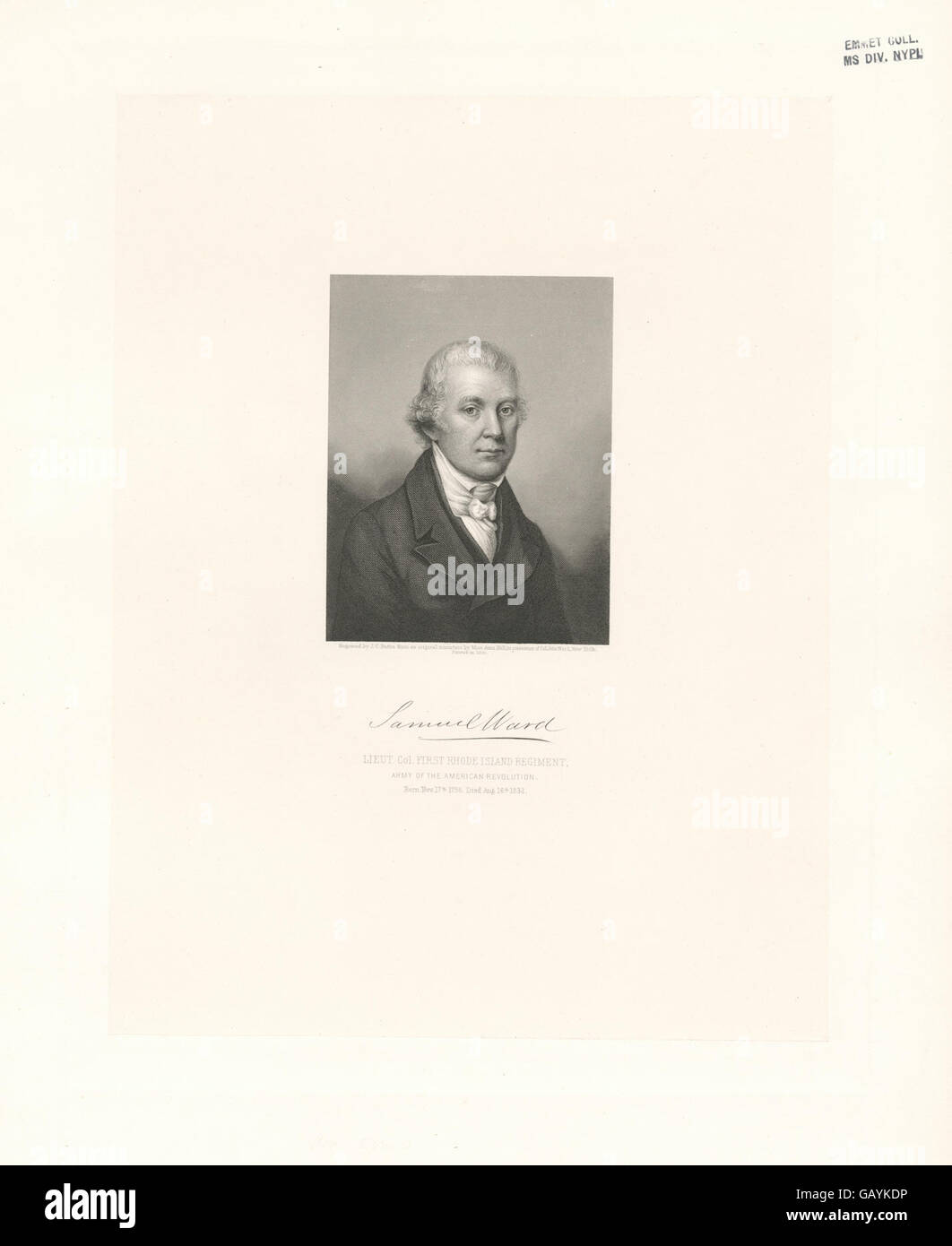 The image features Samuel Ward, Lieutenant Colonel of the First Rhode ...