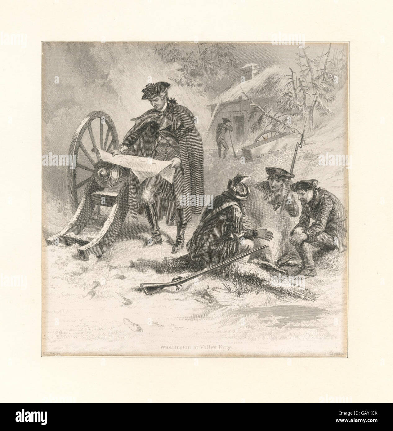 'Washington at Valley Forge' depicts the winter encampment of General ...