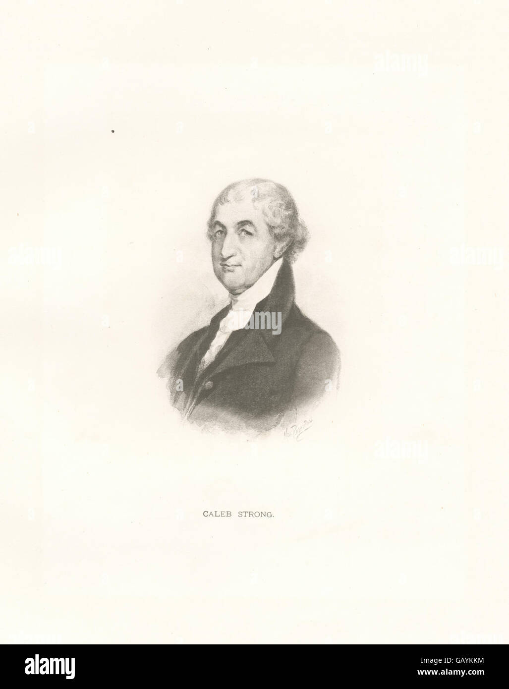 A representation of Caleb Strong, a prominent American lawyer and ...