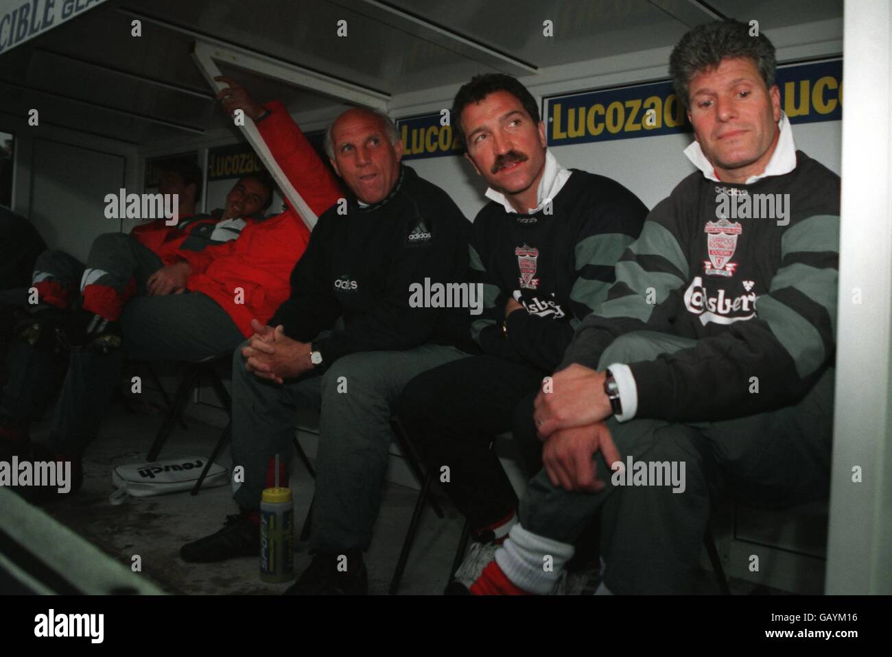 SOCCER. LIVERPOOL BENCH L-R: RONNIE MORAN, GRAEME SOUNESS & PHIL ...