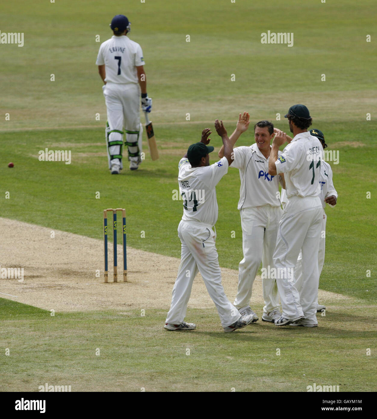 Hampshire batsman Sean Ervine walks back to the pavillion after being ...
