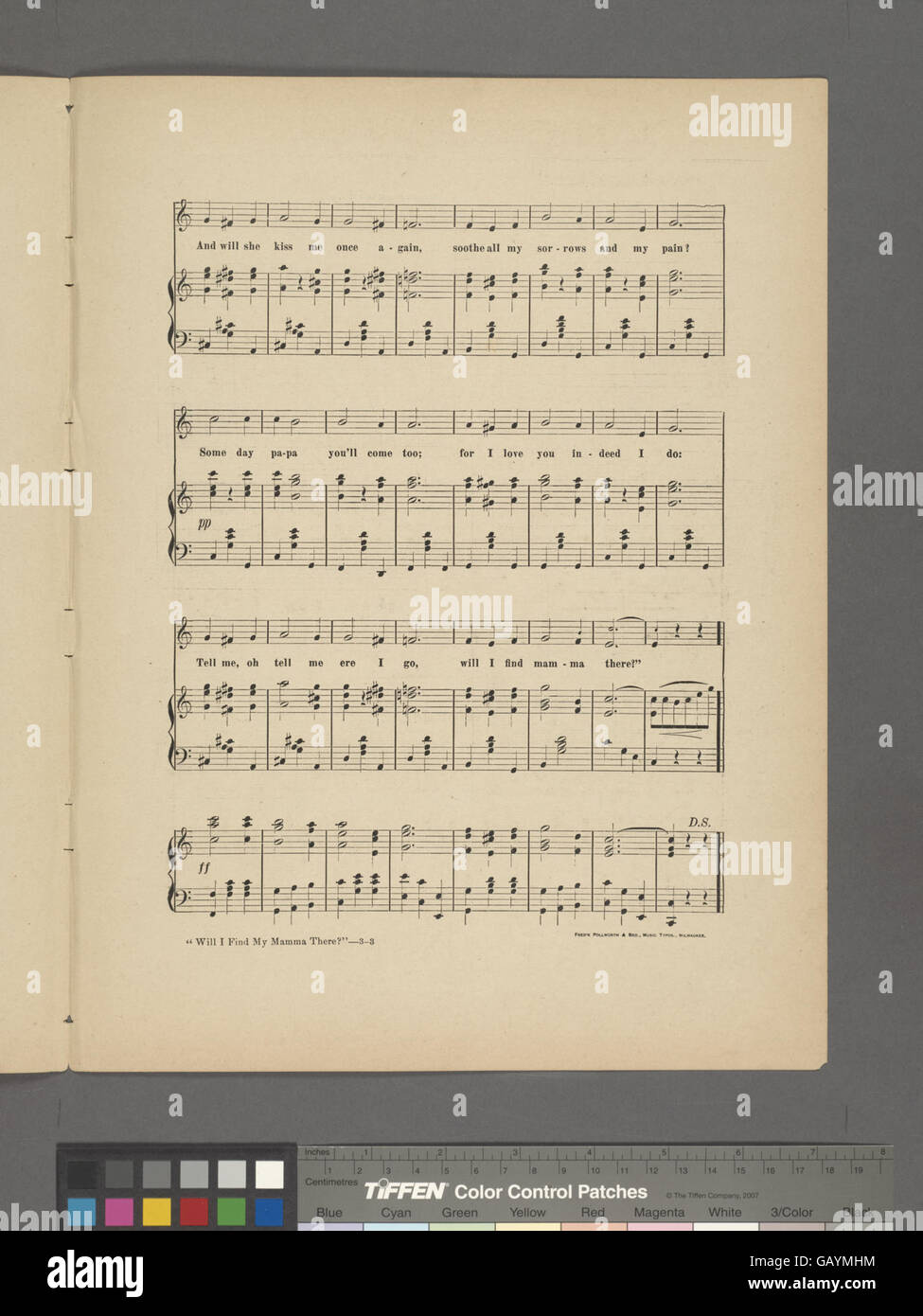 The song 'Will I Find My Mamma There' with Hades registration numbers ...