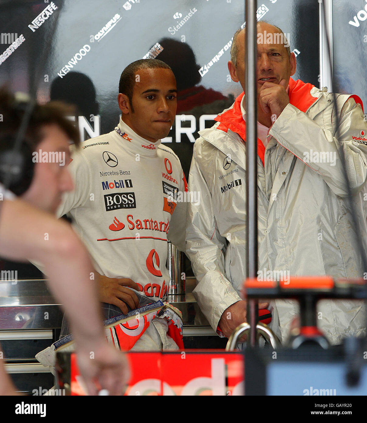 Mclarens lewis hamilton and ceo ron dennis at silverstone hi-res stock ...