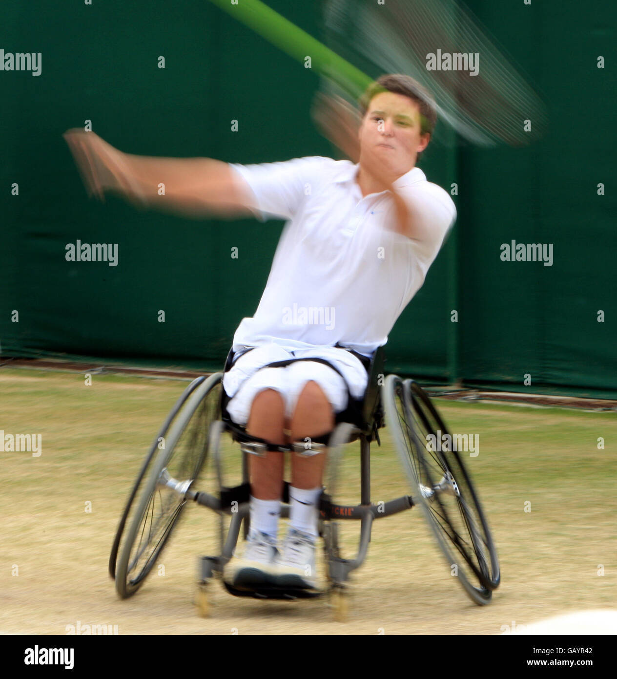 Gordon Reid in action against Robin Ammerlaan and Ronald Vink in the ...