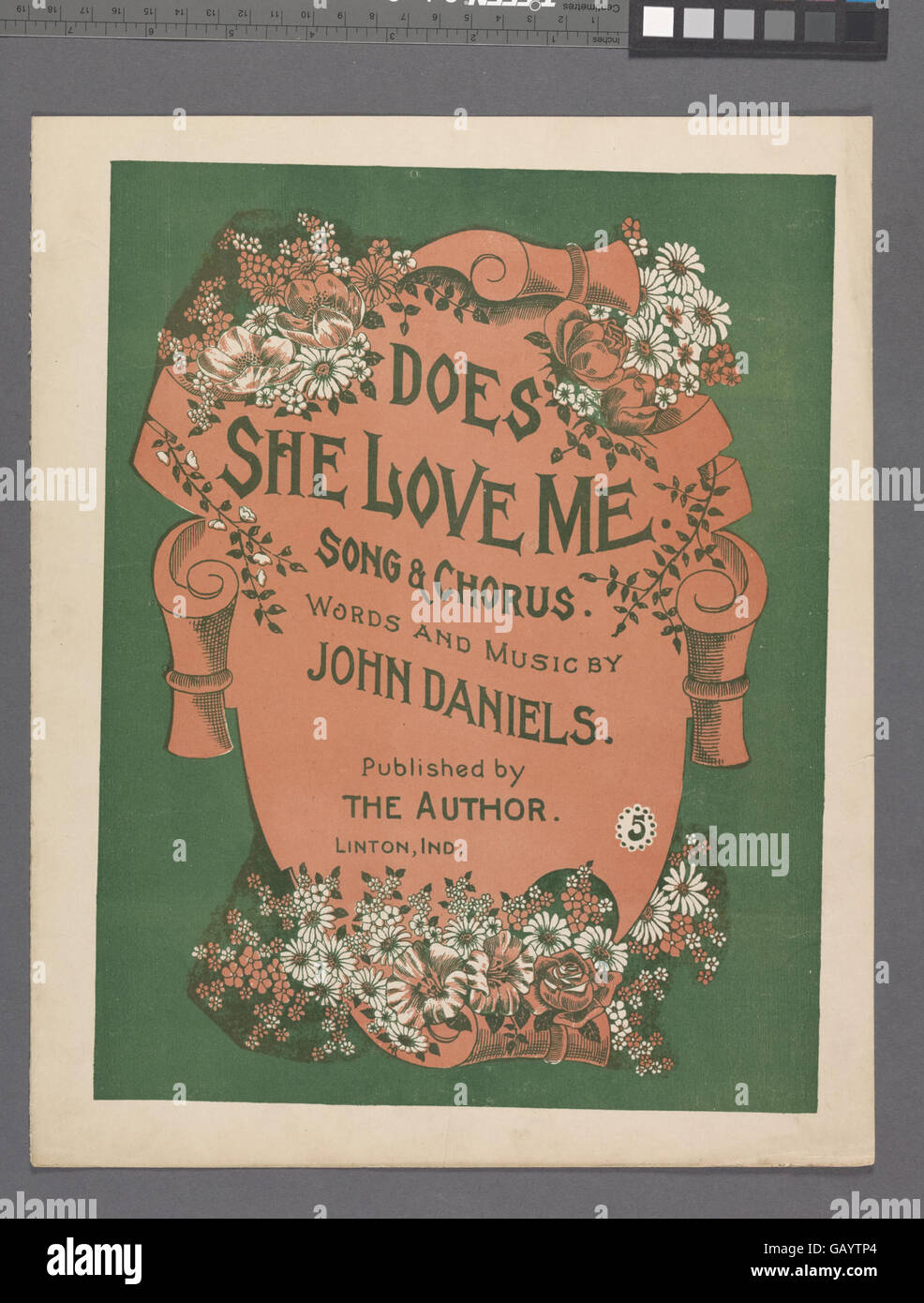 A sheet music cover titled 'Does She Love Me', focusing on themes of ...