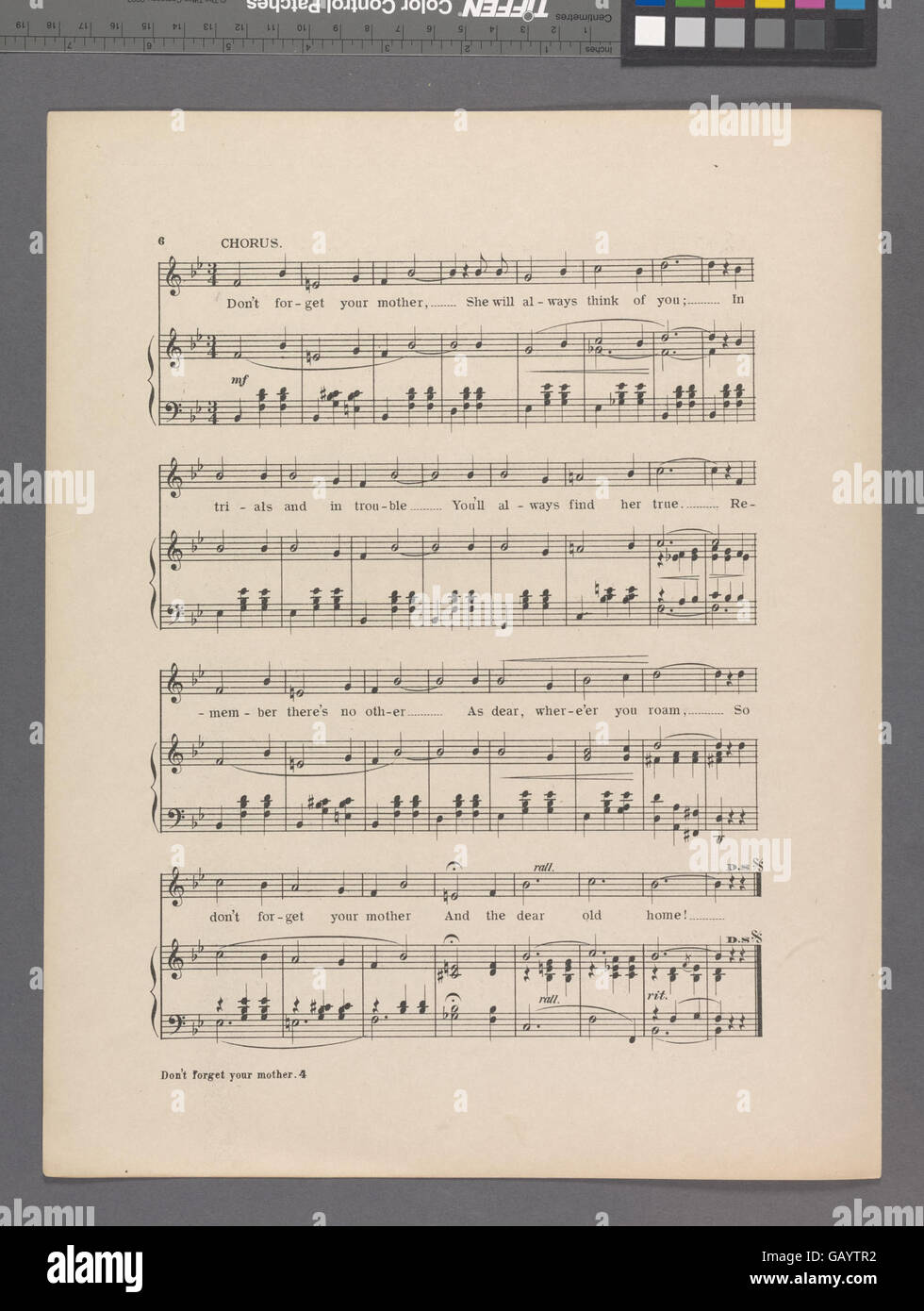 A sentimental expression urging remembrance of one’s mother and the ...