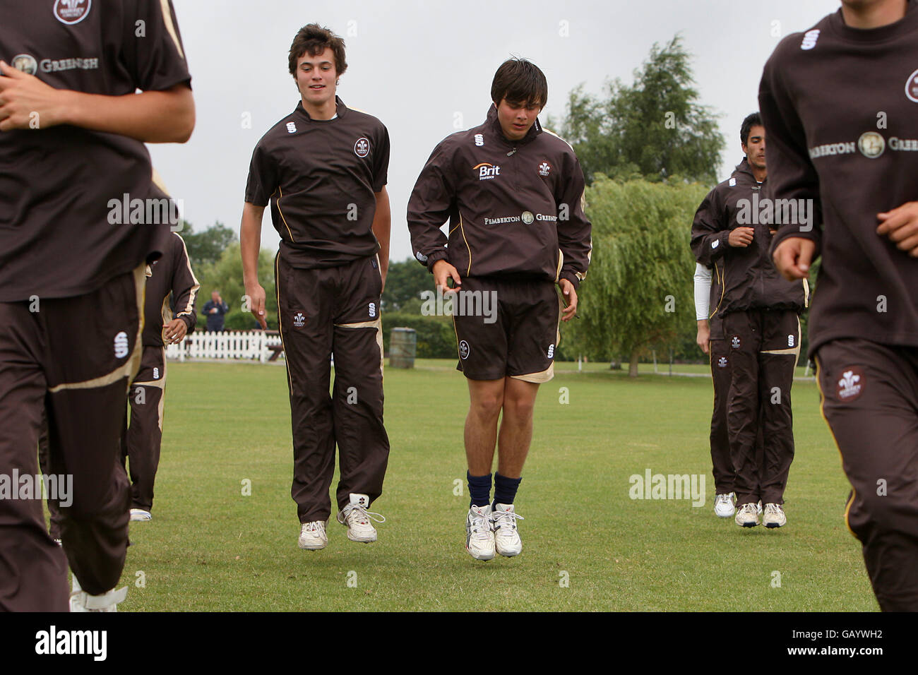 Surrey Academy's Ivo Hobson (l) and Josh Lawrence warm up Stock Photo ...