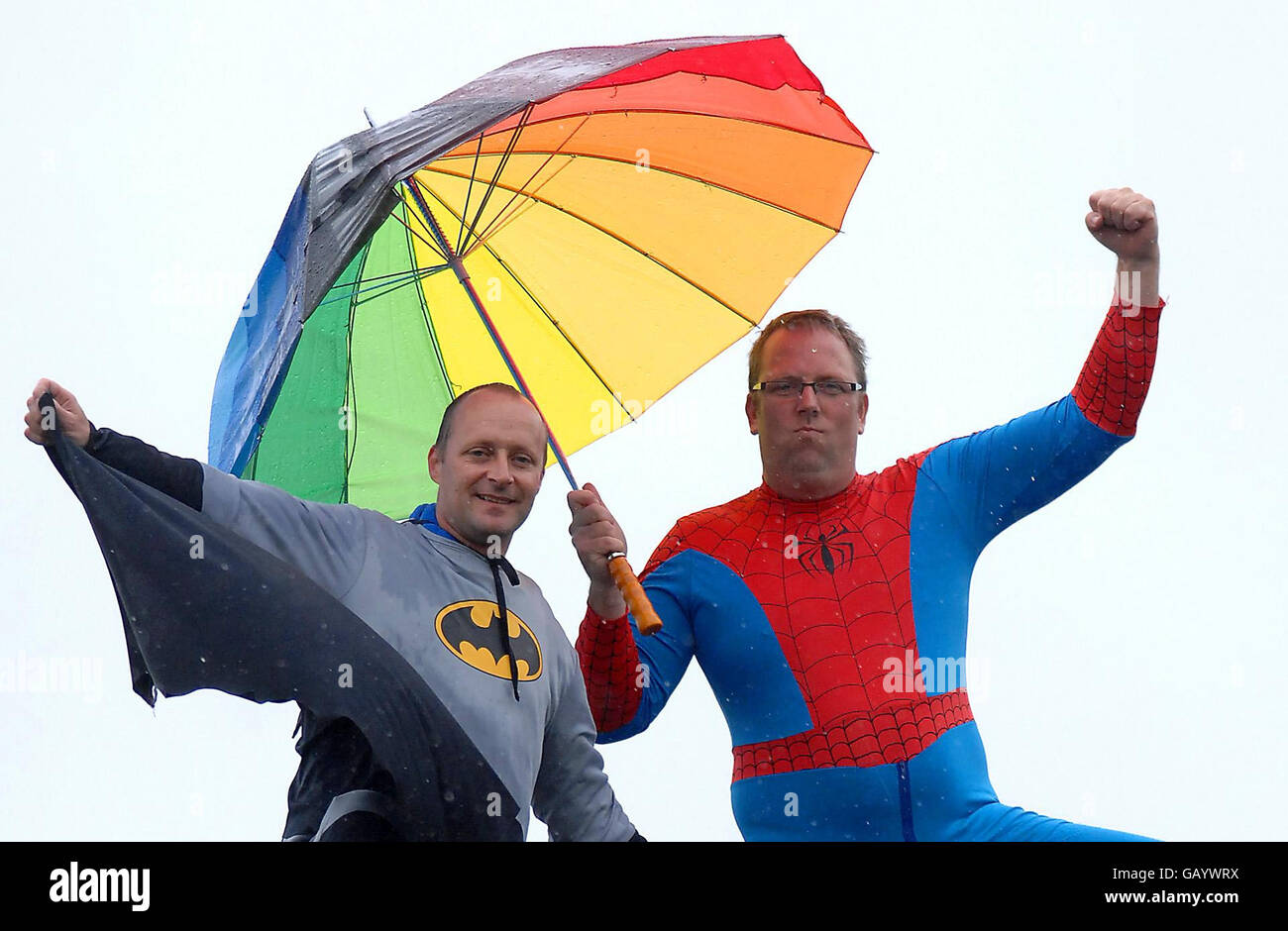 Fathers 4 Justice protesters Nigel Ace (right) and Tony Ashby stand on ...