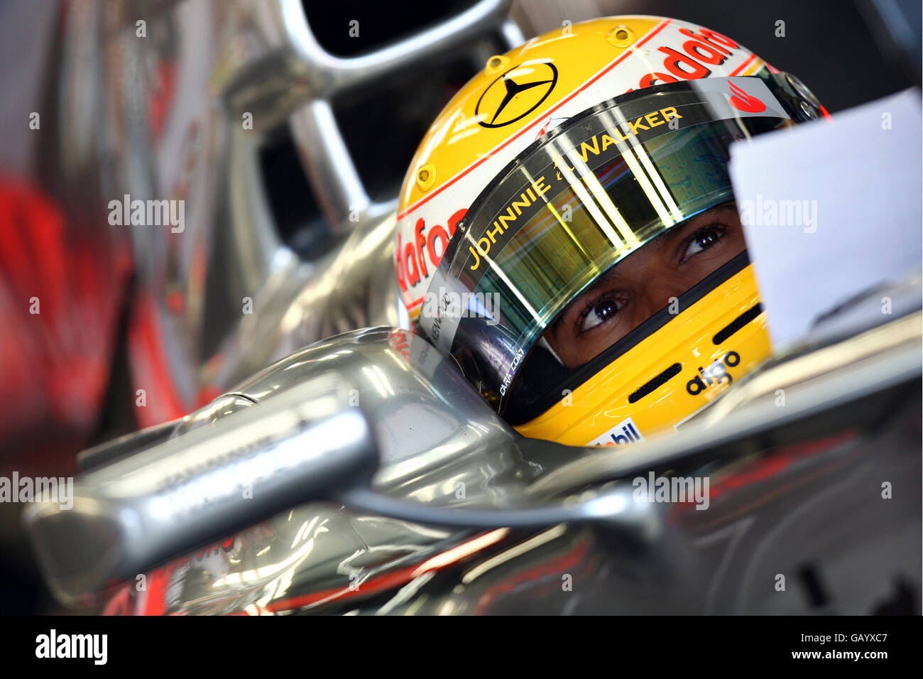 F1 cockpit helmet headshot head shot portrait hi-res stock photography ...