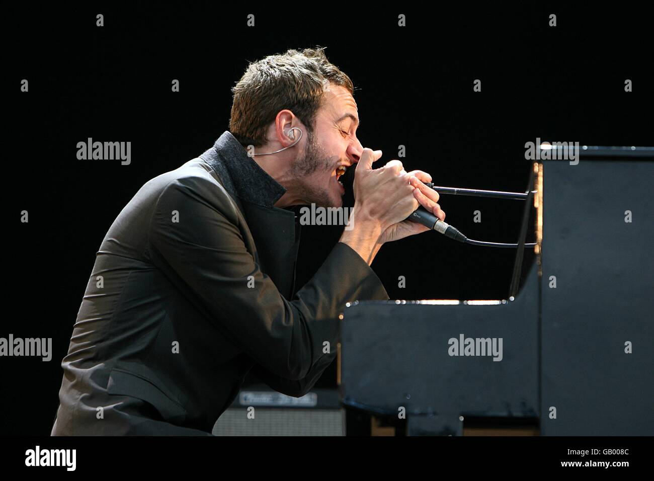 Editors lead singer Tom Smith performs during the Oxegen Festival 2008 ...