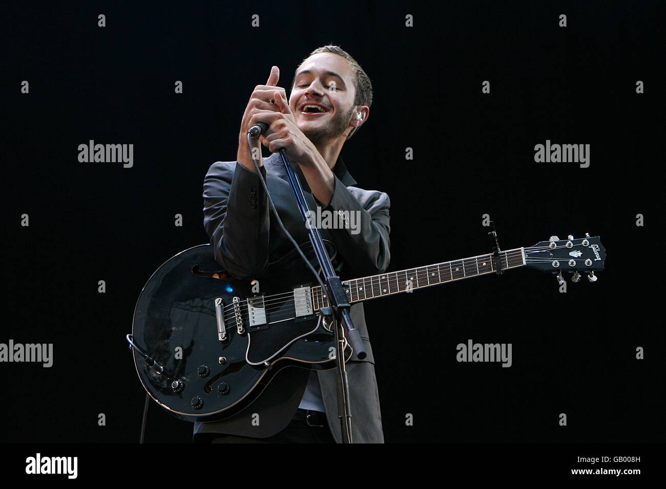 Editors lead singer Tom Smith performs during the Oxegen Festival 2008 ...
