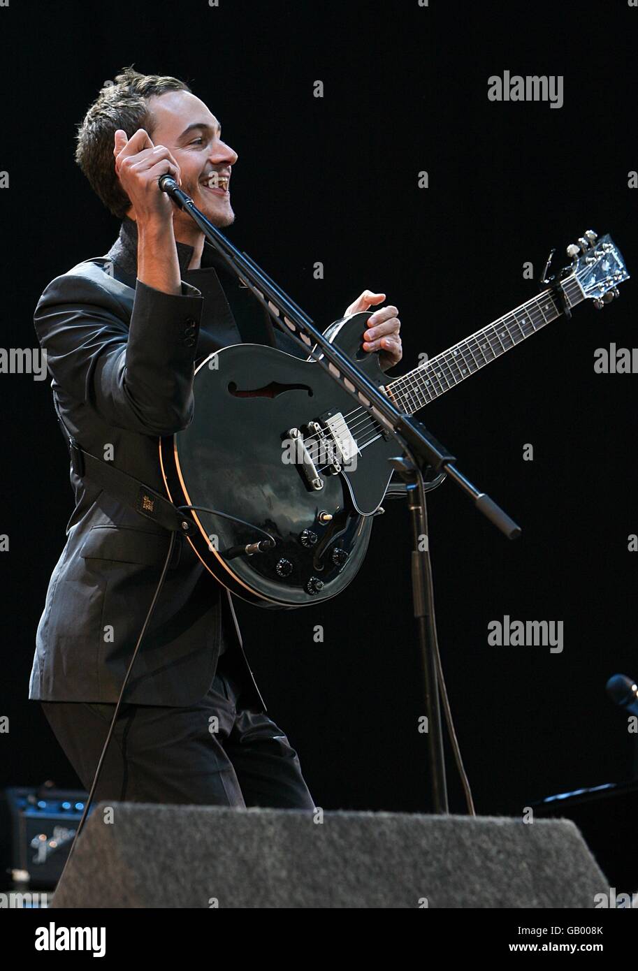 Editors lead singer Tom Smith performs during the Oxegen Festival 2008 ...