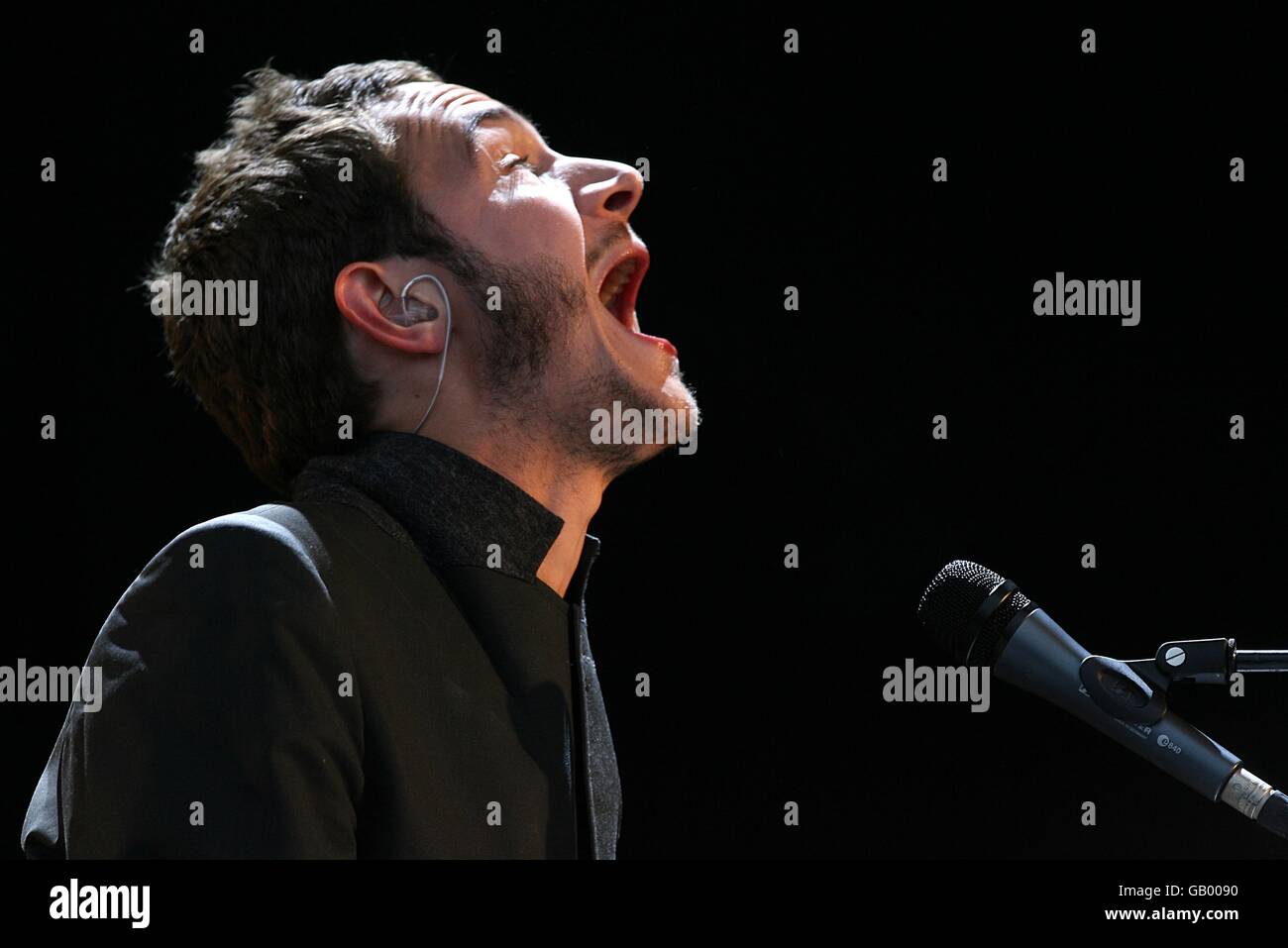 Editors lead singer Tom Smith performs during the Oxegen Festival 2008 ...