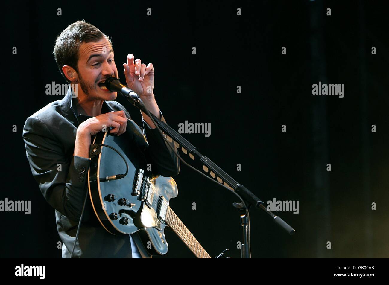 Editors lead singer Tom Smith performs during the Oxegen Festival 2008 ...