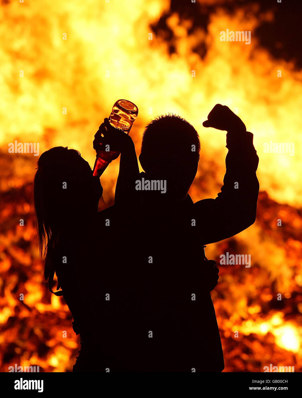 A bonfire in Roden Street, Belfast, on the eve of the annual 12th of ...