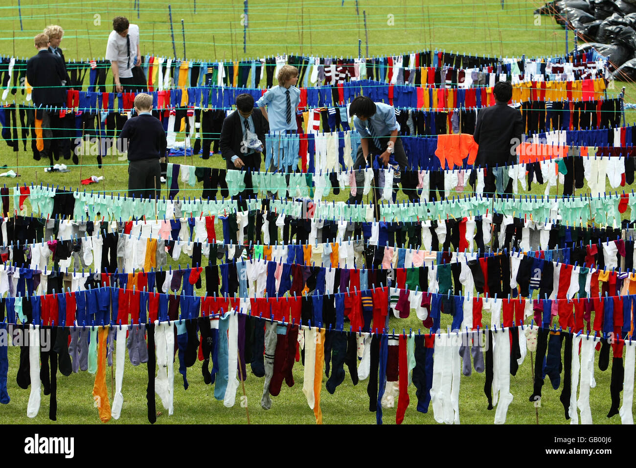 Longest sock washing line record attempt Stock Photo - Alamy