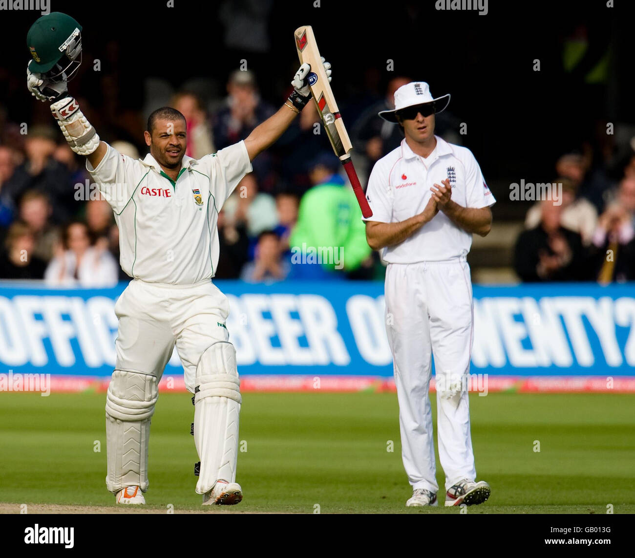 South Africa's Ashwell Prince celebrates his century as England captain ...