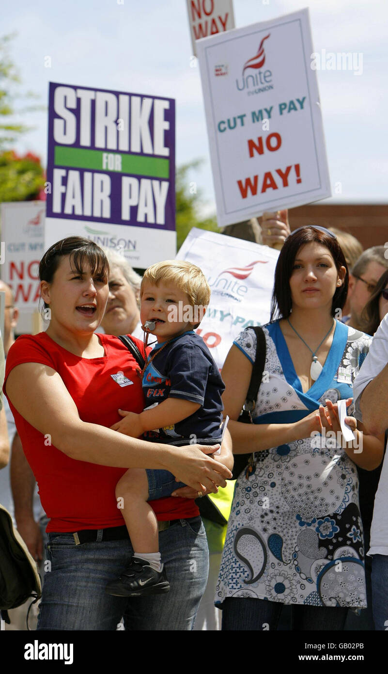 Local government workers from the UNISON and Unite unions, demonstrate ...
