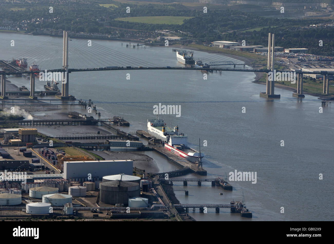 Aerial photo of the Queen Elizabeth II bridge, crossing the River ...