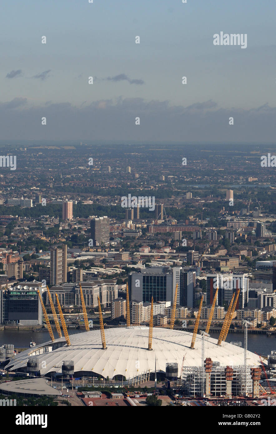 Aerial photo of the O2 Arena, formerly known as the Millennium Dome, on ...