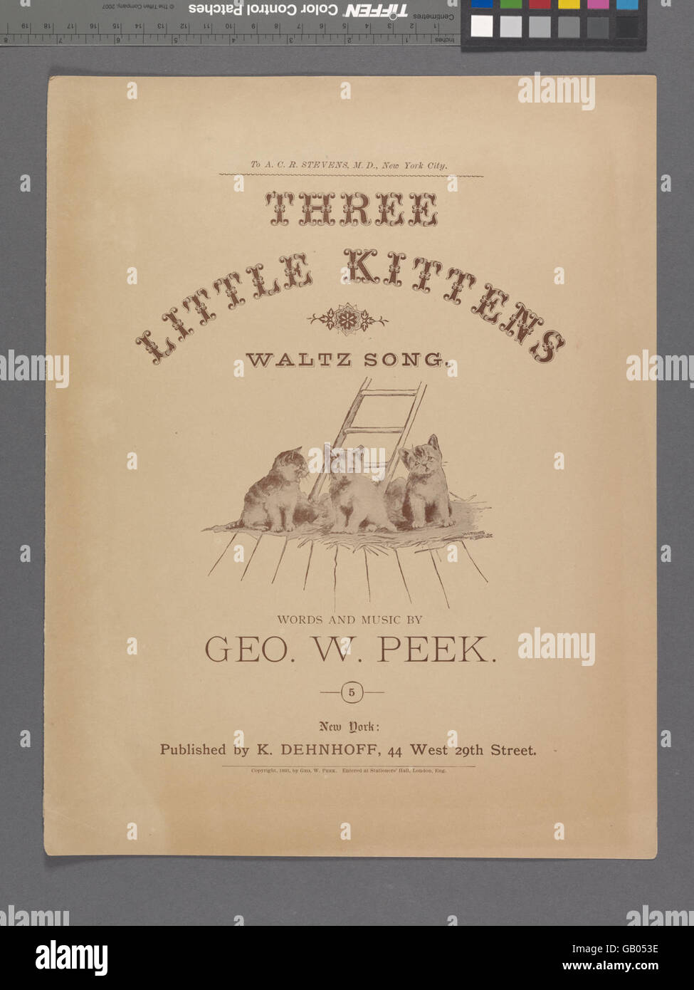 A digital artwork titled 'Three Little Kittens' featuring characters ...