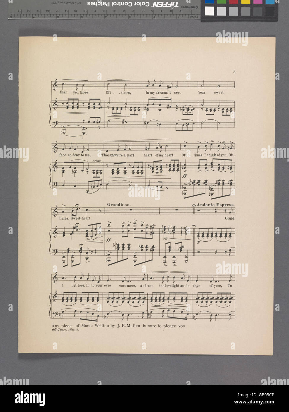 Sheet music cover for 'Oft-times' featuring a photograph of a woman in ...