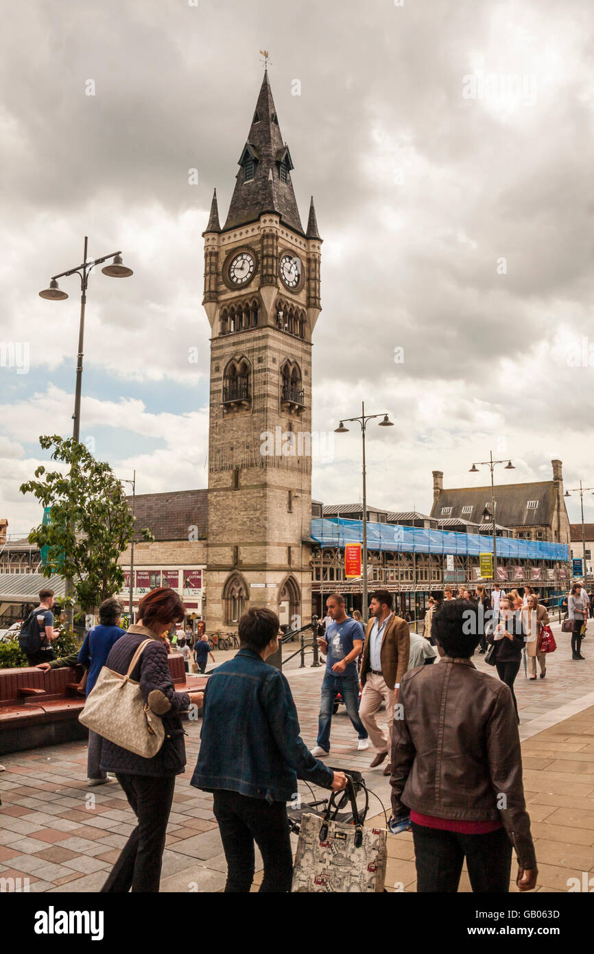 A view of the busy High Row in the market town of Darlington in the ...