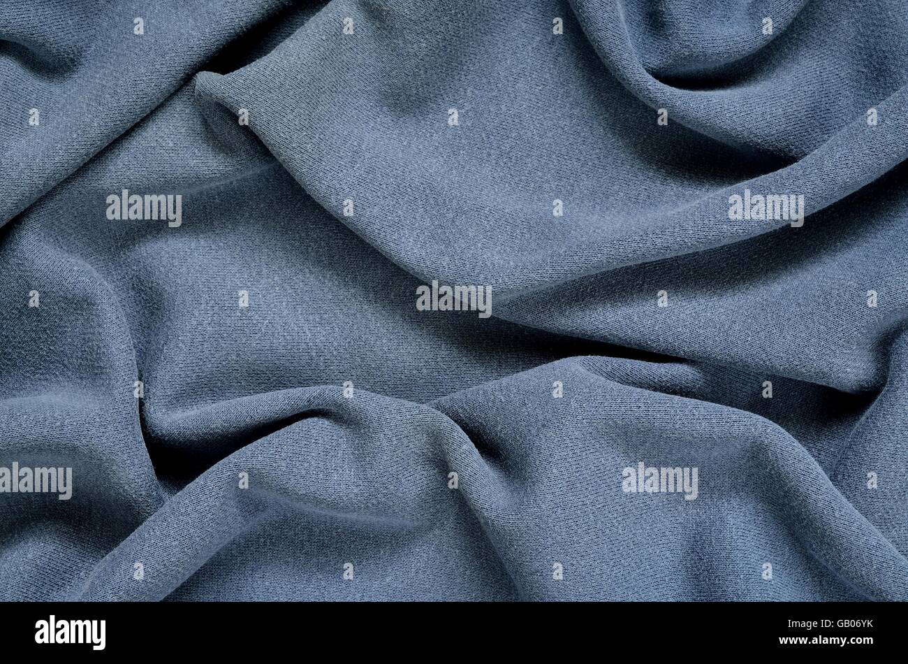 Blue wrinkled fabric texture. Close-up of soft cotton cloth, may be ...