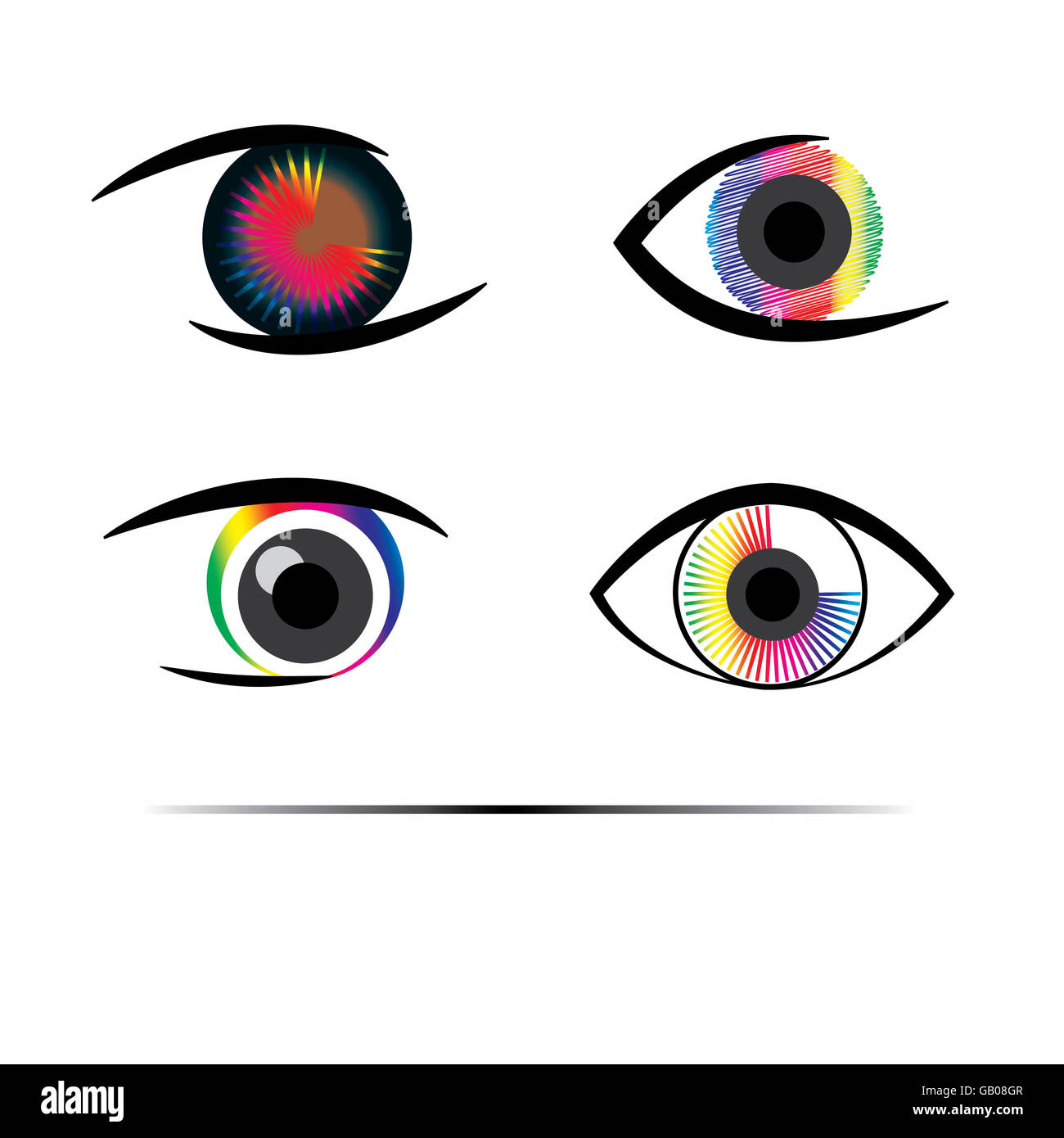 Abstract four different Eyes colorful logo set Stock Photo - Alamy