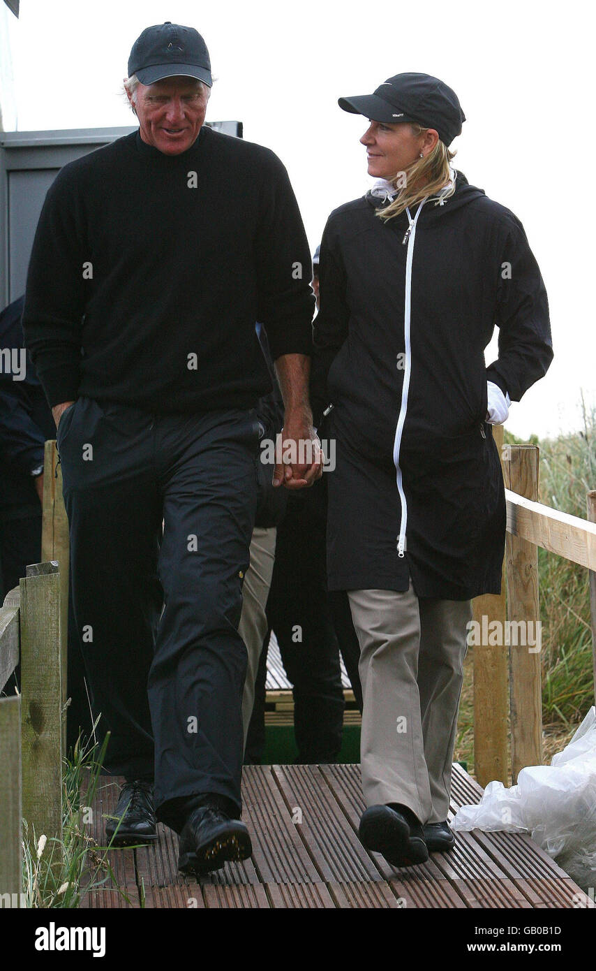 Australian Greg Norman and his wife Chris Evert during Round One of the ...
