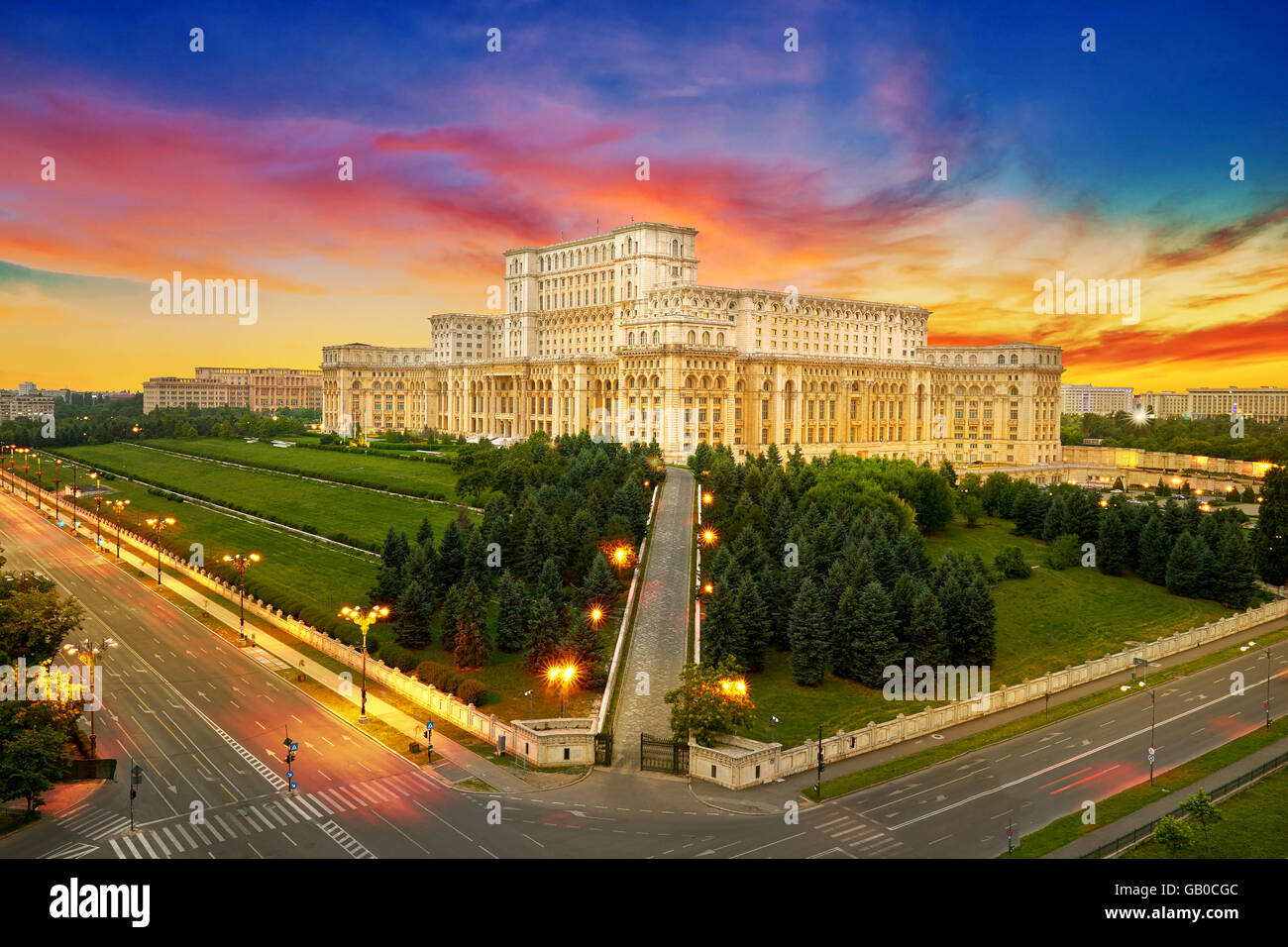 Bucharest City in Romania. Aerial View of the Parliament Palace at ...