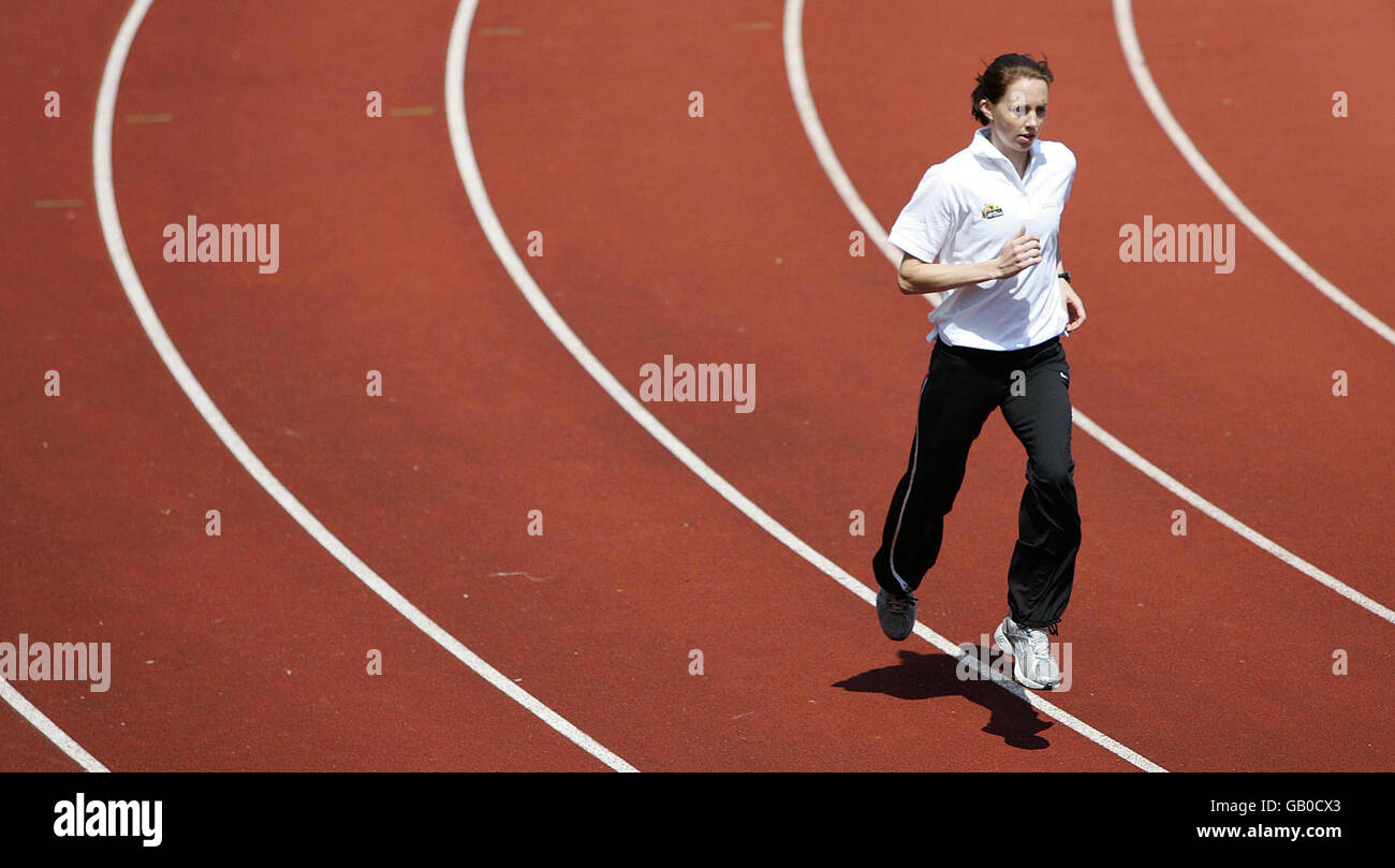 Nicola Sanders, world 400m silver medalist runs along the track at the ...