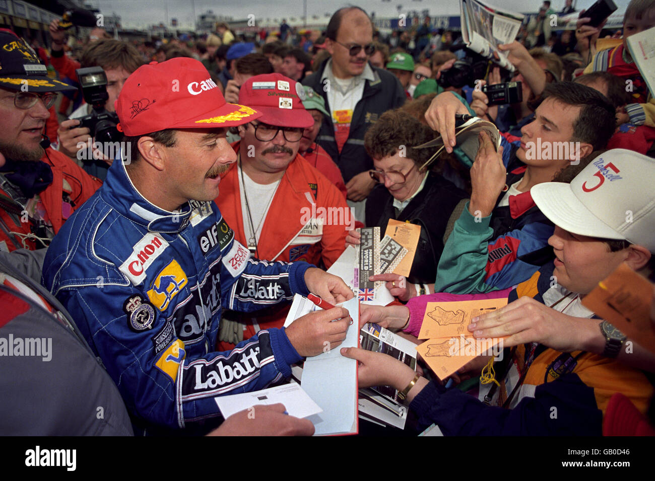 Formula One Motor Racing - British Grand Prix - Silverstone 1991. Nigel Mansell meets adoring ...