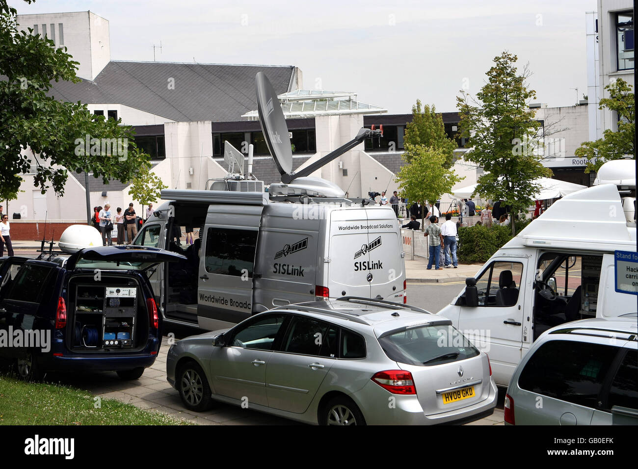 TV Broadcast vehicles Stock Photo - Alamy