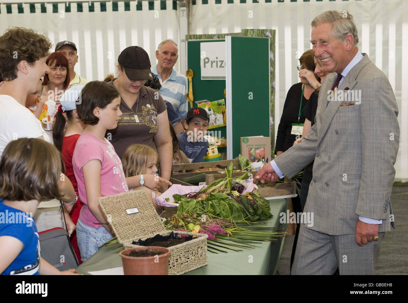 The Prince of Wales, patron of Garden Organic, at Ryton, near Coventry ...