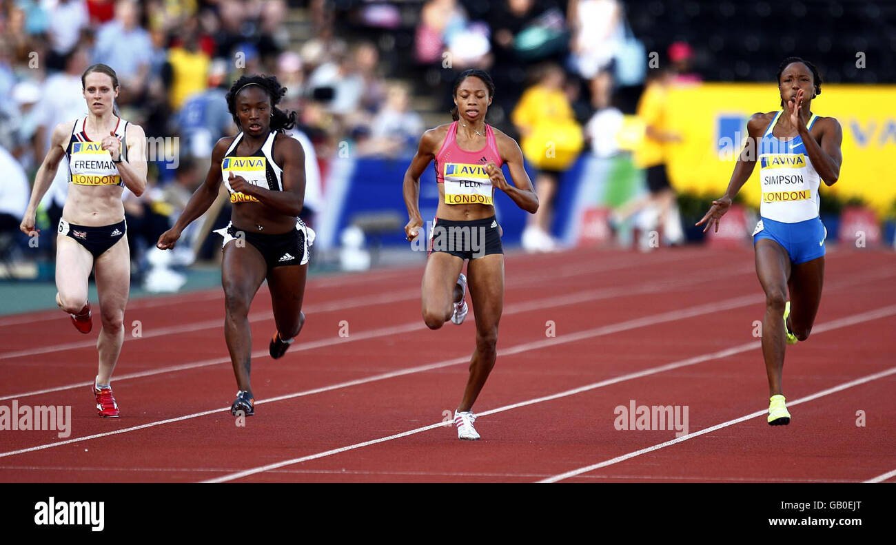 Jamaica's Sherone Simpson (far right) wins the Womens 200 metre final ...