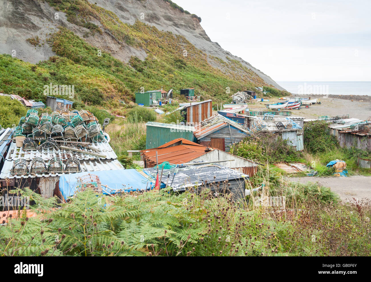 Fisherman huts at Port Mulgrave near Staithes on the North Yorkshire ...