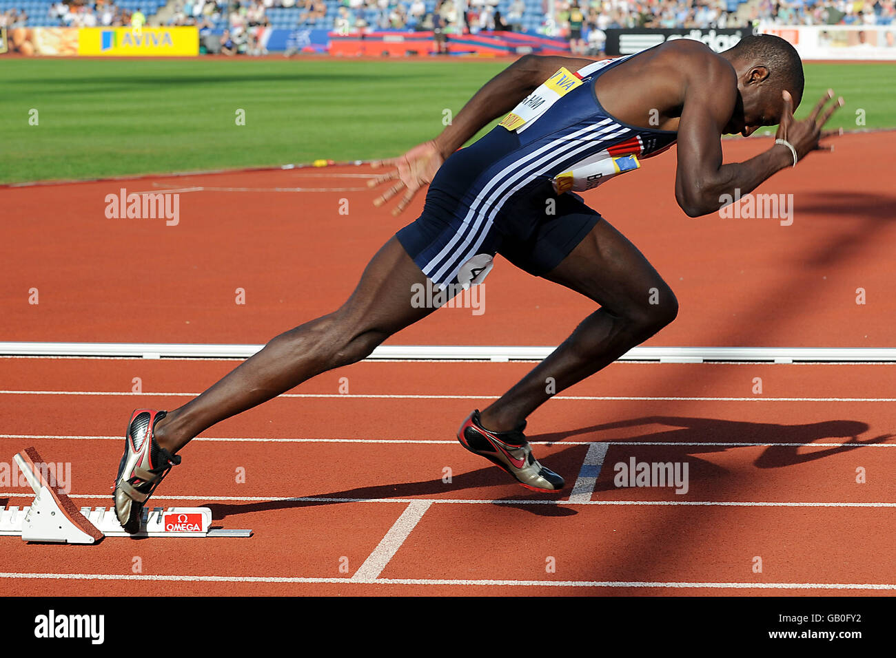 Great Britain's Michael Bingham starts in the men's 400m Stock Photo ...