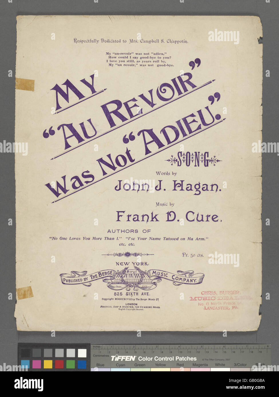 'My Au-revoir Was Not Adieu' is a musical composition documented under ...