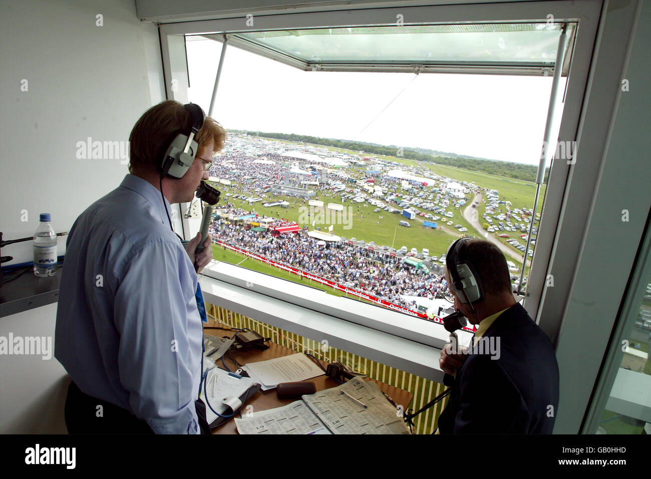 The interior of the commentator's room at Epsom on Derby Day Stock ...