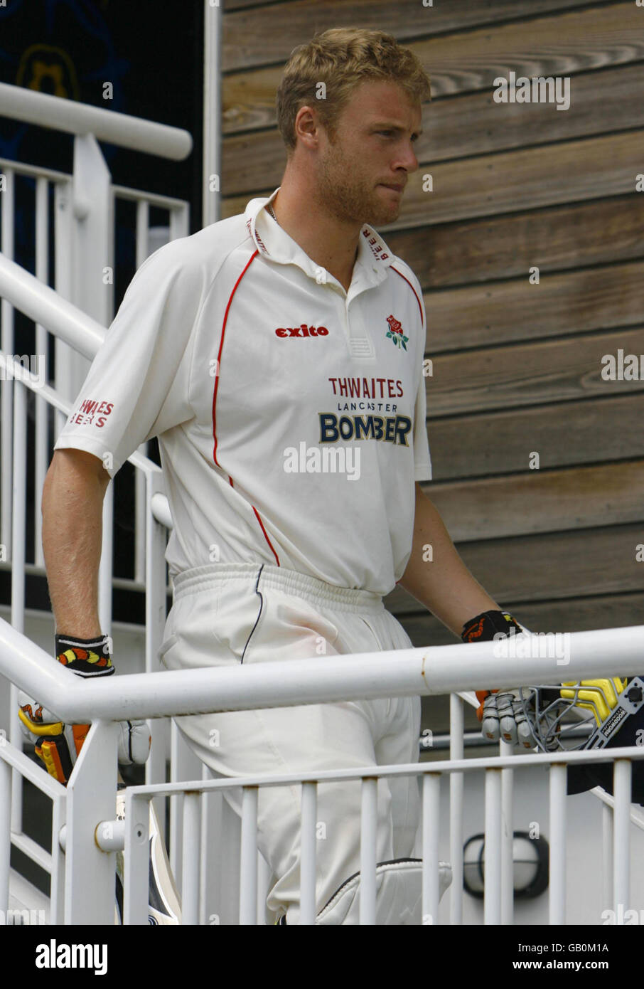 Lancashire's Andrew Flintoff comes out to bat during the Liverpool ...